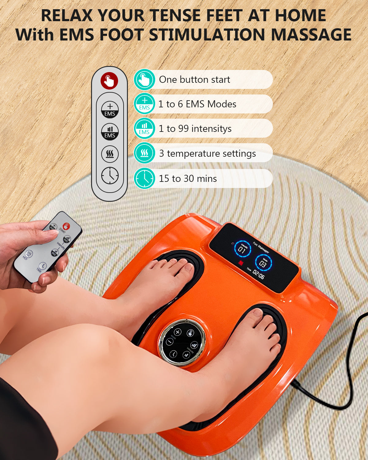 Ems Foot Massager Machine Devices Electrical Muscle Pulse Massage The